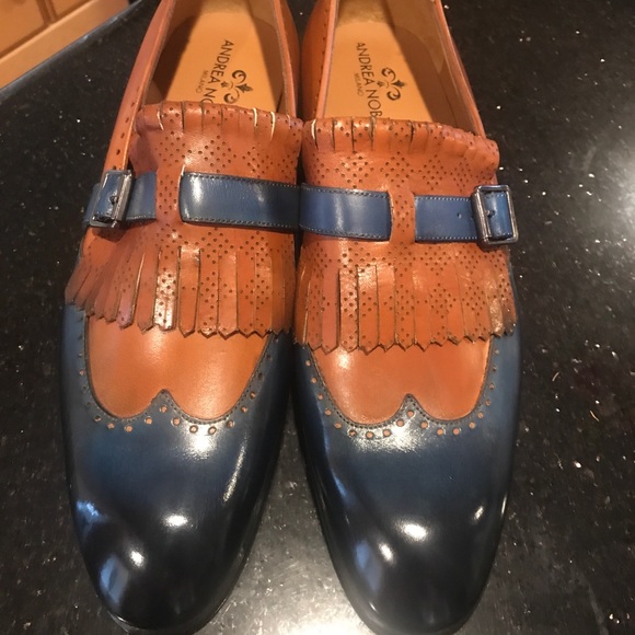 Shoes | Brown And Blue Wingtip Slip On With Fringed Buckle | Poshmark